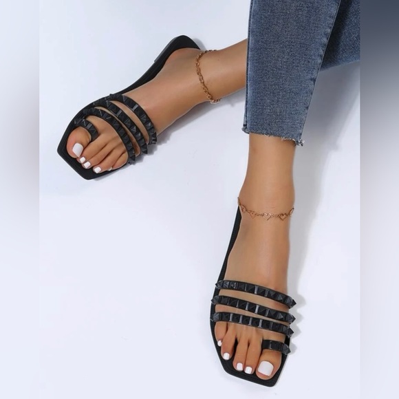 Shoes | New Spiked Decor Toe Post Slide Sandals | Poshmark